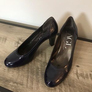 Agl | Shoes | Agl Dark Purple Patent Leather Pumps Heels Shoes | Poshmark
